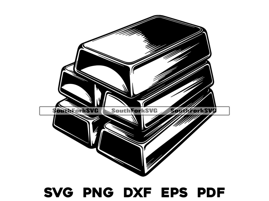 Gold Bars Stack Svg Png Dxf Eps Pdf | Vector Graphic Cut File Laser ...