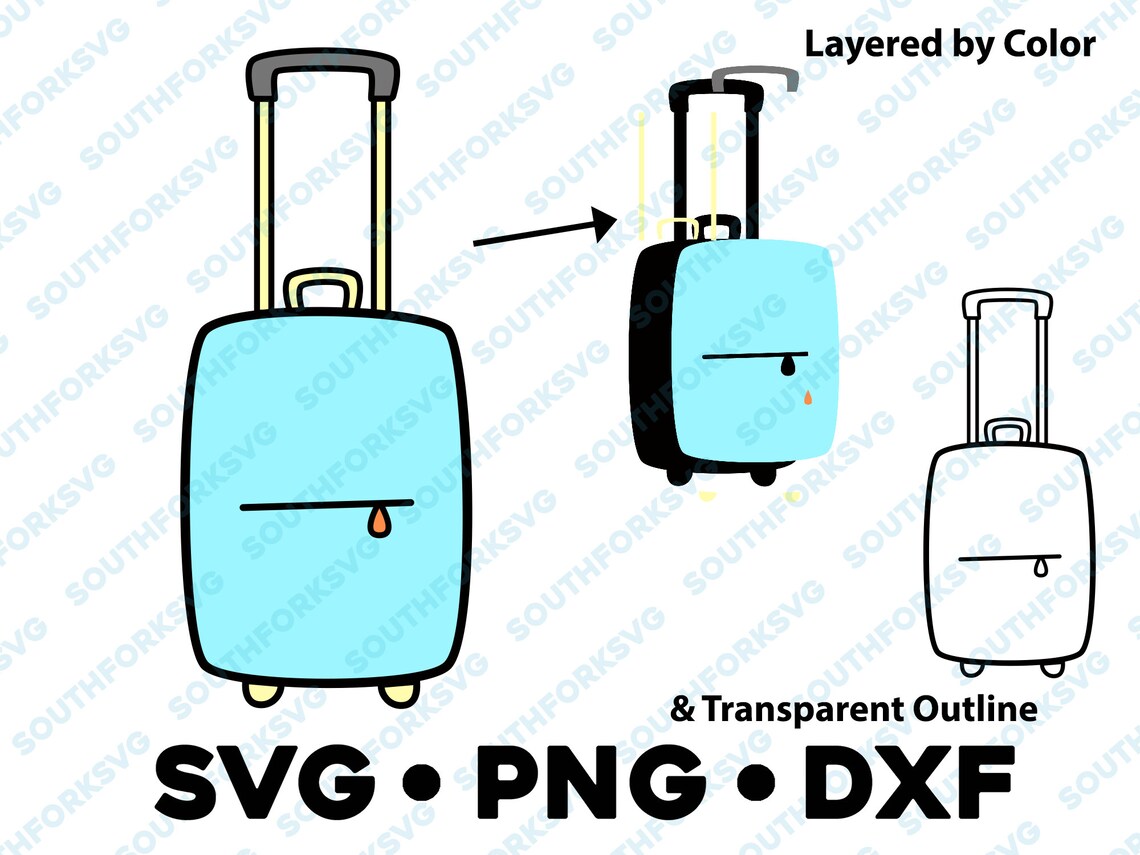 Luggage Suitcase Roller Bag SVG PNG DXF Layered by Color Cut - Etsy