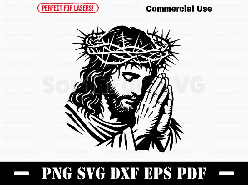 Jesús orando con corona de espinas svg png dxf eps pdf / diseño gráfico ...