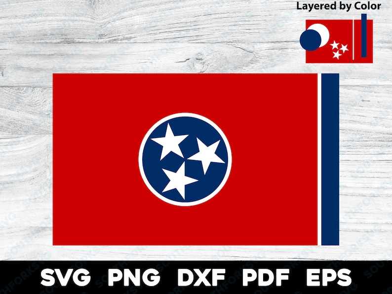 Tennessee TN State Flag / svg png dxf eps pdf / Layered by Color vector ...