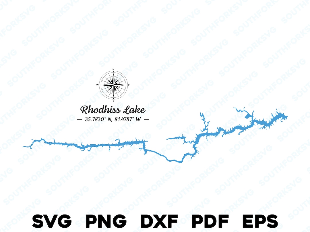 Rhodhiss Lake North Carolina Map Shape Silhouette Svg Png Dxf Pdf Eps ...