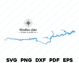 Fontana Lake North Carolina Map Shape SVG Cut File PNG - Etsy