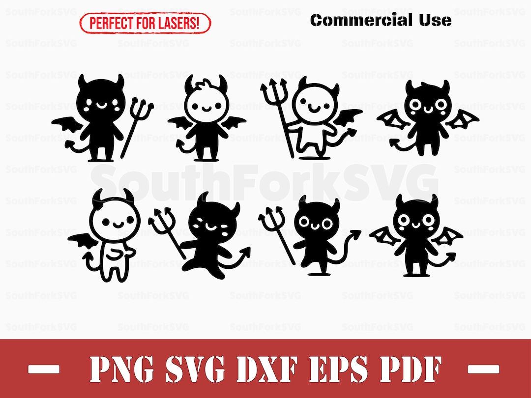Simple Cute Devil Doodles Bundle Svg Png Dxf Eps Pdf | Vector Graphic ...