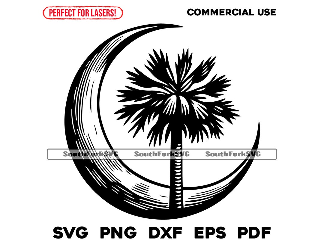 South Carolina State Flag Palmetto & Moon Design | Svg Png Dxf Eps Pdf ...