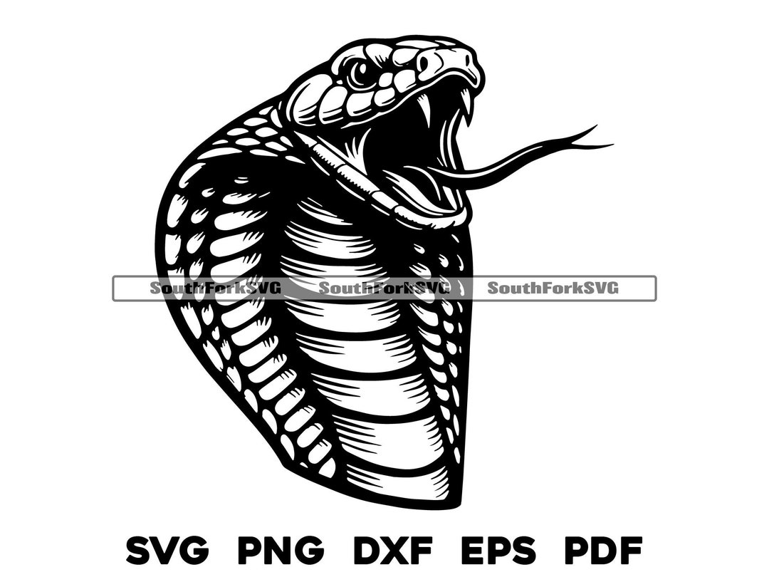 Hissing Cobra Snake Head Design 3 | Svg Png Dxf Eps Pdf | Vector ...