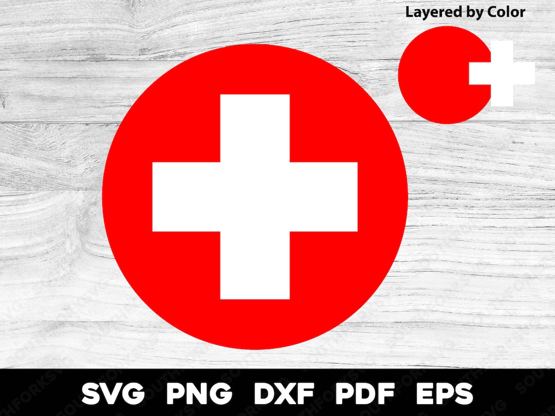 Round Medical Cross Symbol | Svg Png Dxf Eps Pdf | Vector Graphic Cut ...