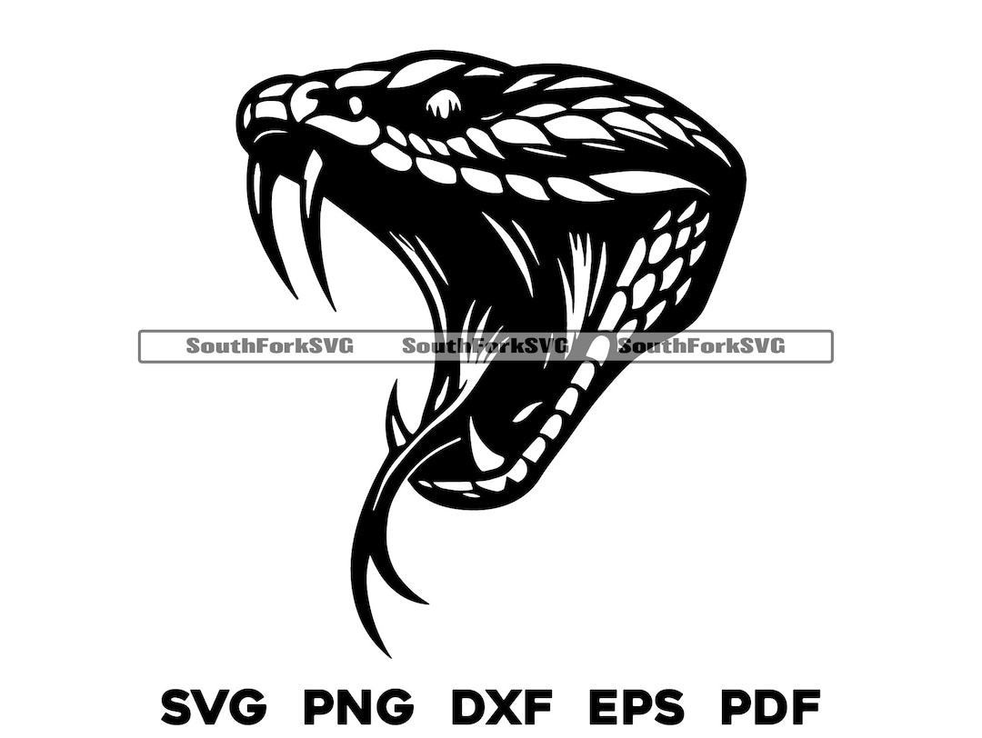 Hissing Snake Head Svg Png Dxf Eps Pdf | Vector Graphic Cut File Laser ...