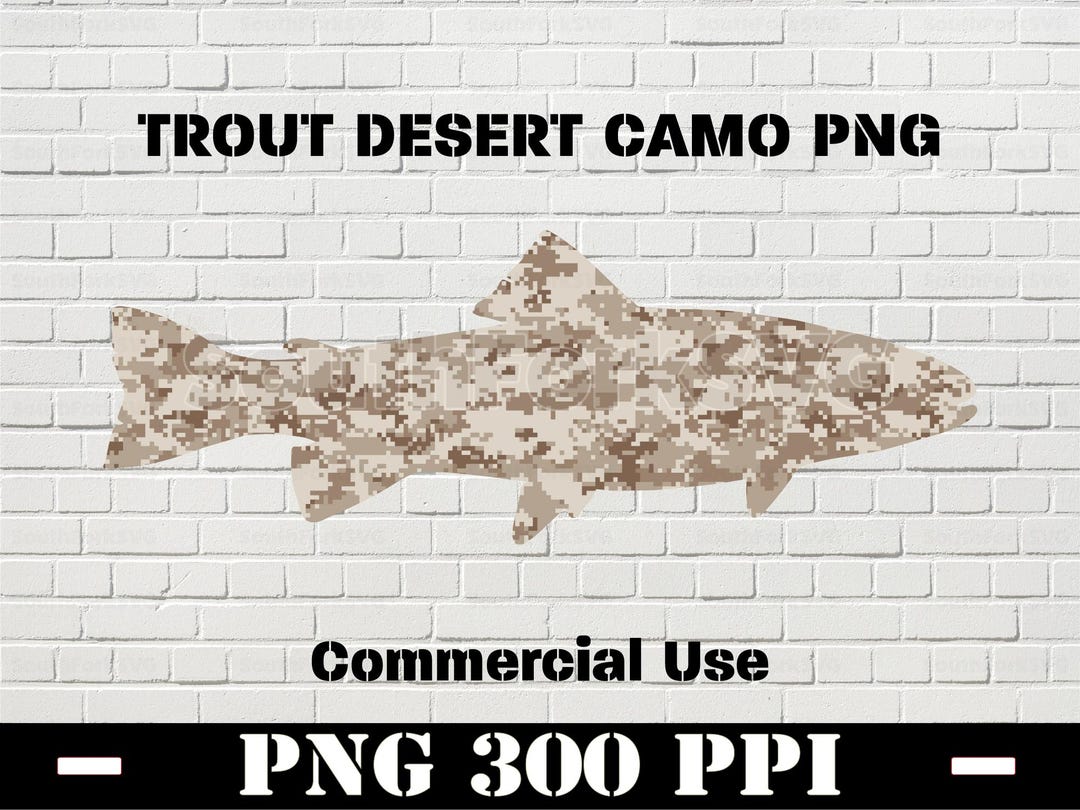 Trout Silhouette Desert Digital Camo Pattern PNG | Rainbow Brook Brown ...