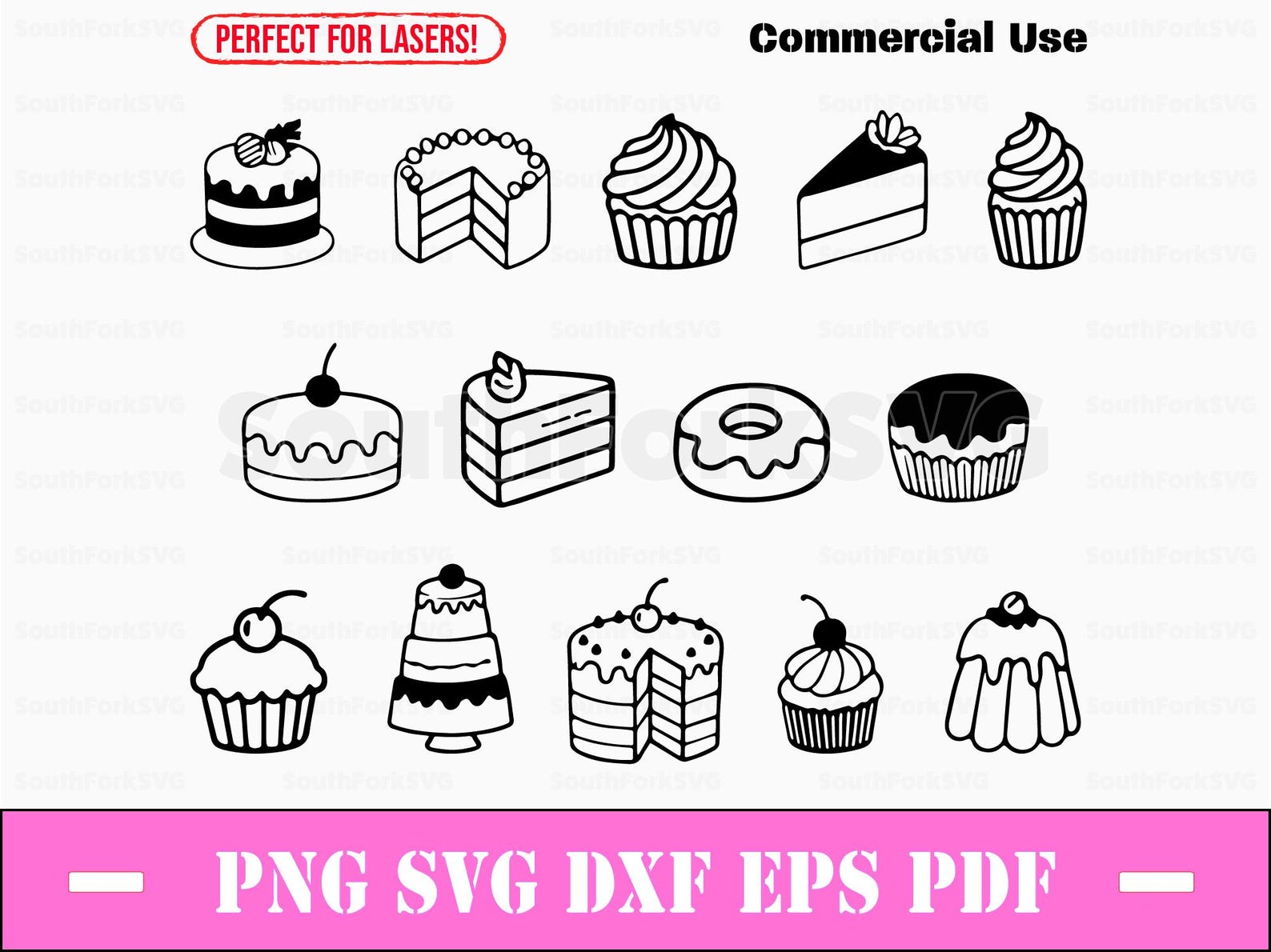 Simple Cakes Doodles Bundle Svg Png Dxf Eps Pdf | Vector Graphic Design ...