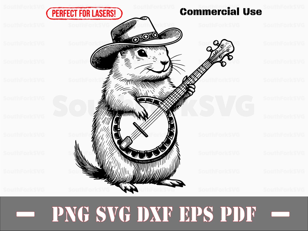 Prairie Dog Playing Banjo Svg Png Dxf Eps Pdf | Laser Engrave Cut Print ...