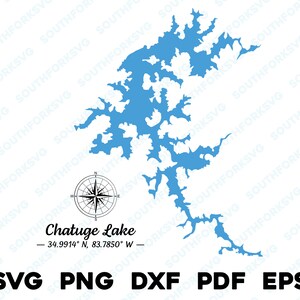 Chatuge Lake North Carolina Georgia Map Shape Silhouette Svg - Etsy