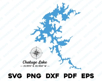 Lake Chatuge Map Svg - Etsy