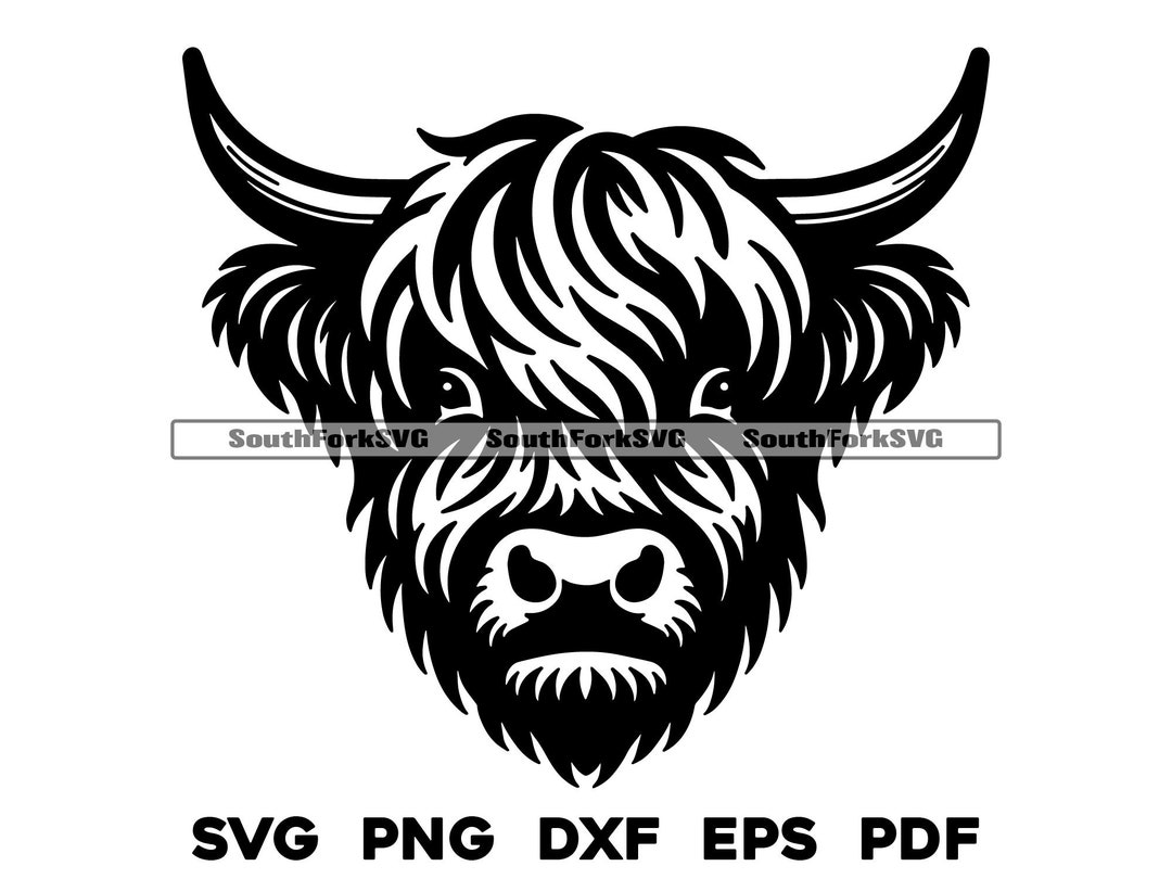 Highland Cow Head | Svg Png Dxf Eps Pdf | Transparent Vector Graphic ...