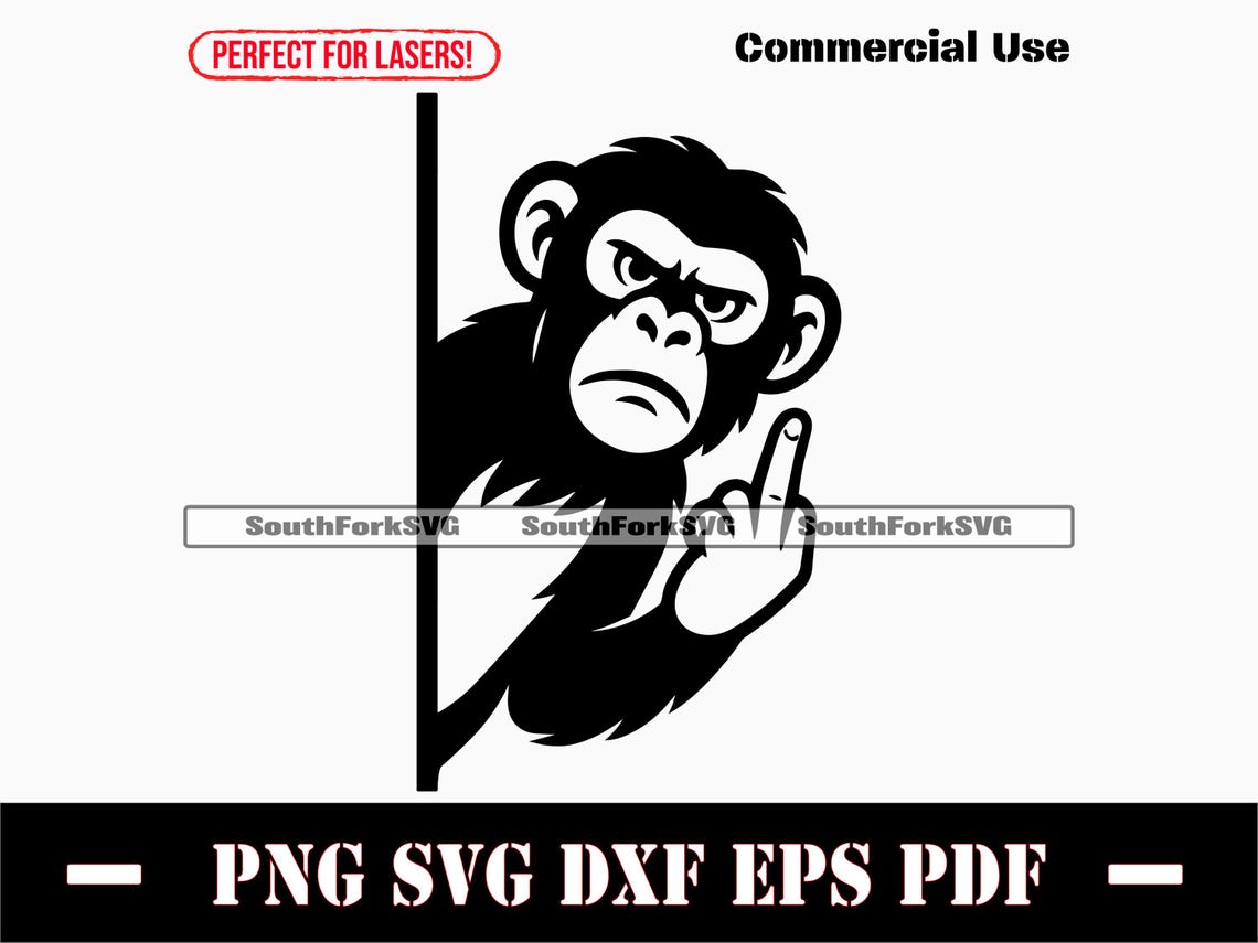 Peering Monkey Middle Finger Svg Png Dxf Eps Pdf | Vector Graphic Cut ...