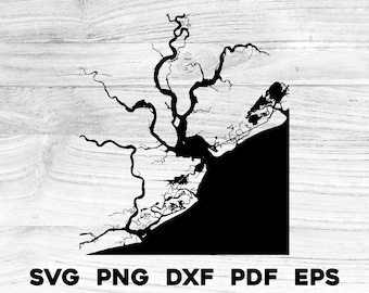Charleston SC South Carolina Ocean Inland Waterways Map Shape ...
