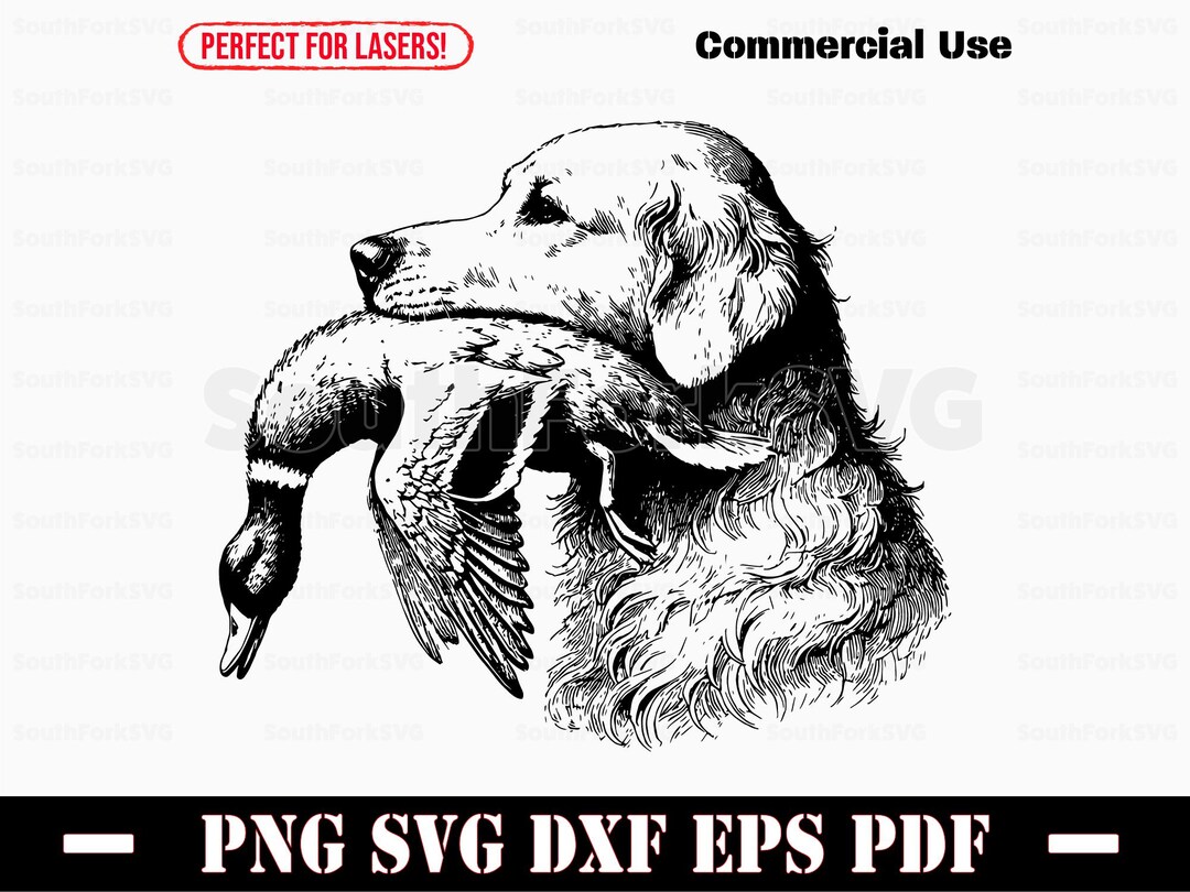 Golden Retriever Holding Duck Svg Png Dxf Eps Pdf | Vector Graphic File ...