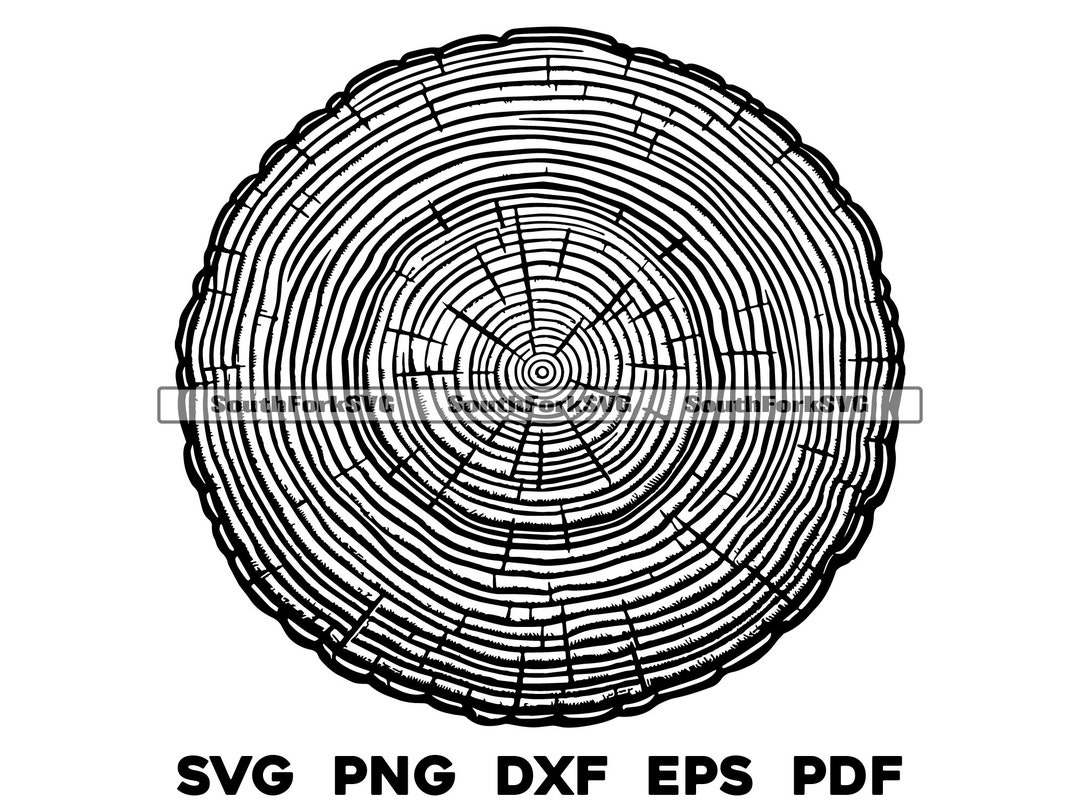 Round Tree Growth Rings Cross Section Design | Svg Png Dxf Eps Pdf ...