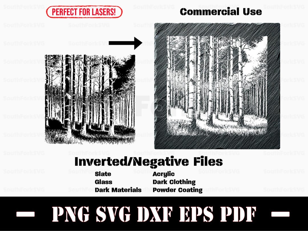 Inverted Aspen Forest Svg Png Dxf Eps Pdf | Vector Cut Print Laser ...