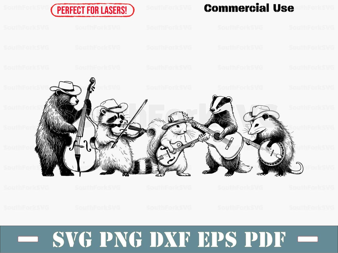 Animal Bluegrass Band Svg Png Dxf Eps Pdf | Laser Engrave Cut Print ...