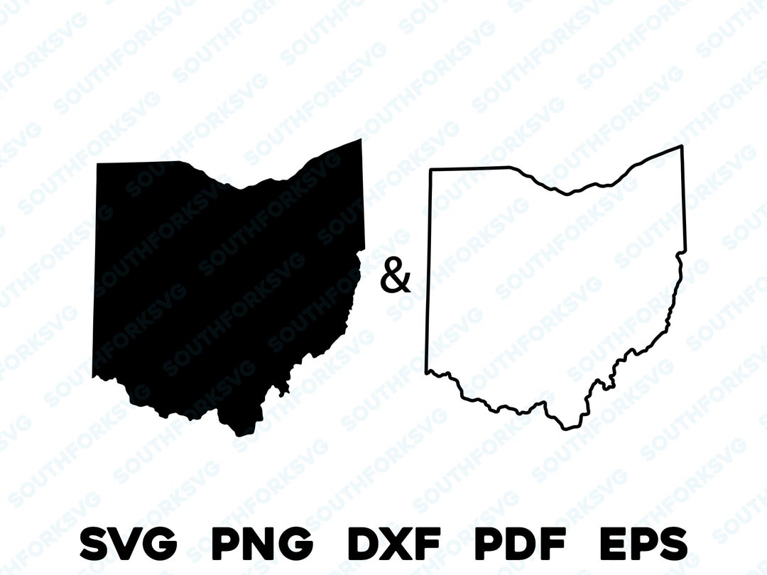 Ohio State Silhouette & Outline Shapes Svg Png Dxf Pdf Eps Vector ...