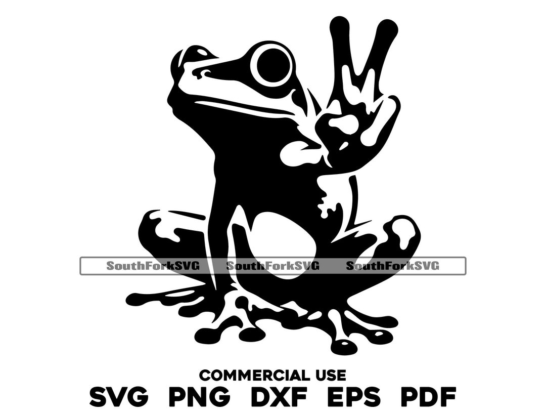 Frog Doing A Peace Sign Svg Png Dxf Eps Pdf | Vector Graphic Cut File ...
