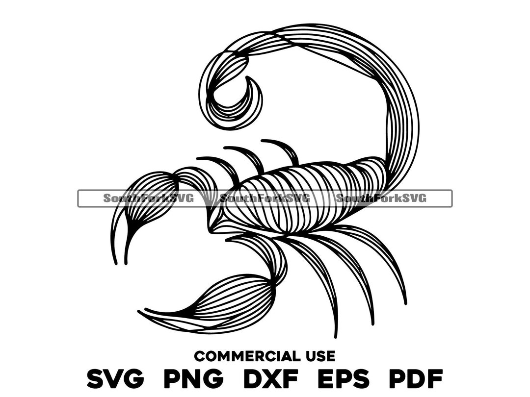 Scorpio Line Art Zodiac Design Svg Png Dxf Pdf Eps Vector Graphic ...