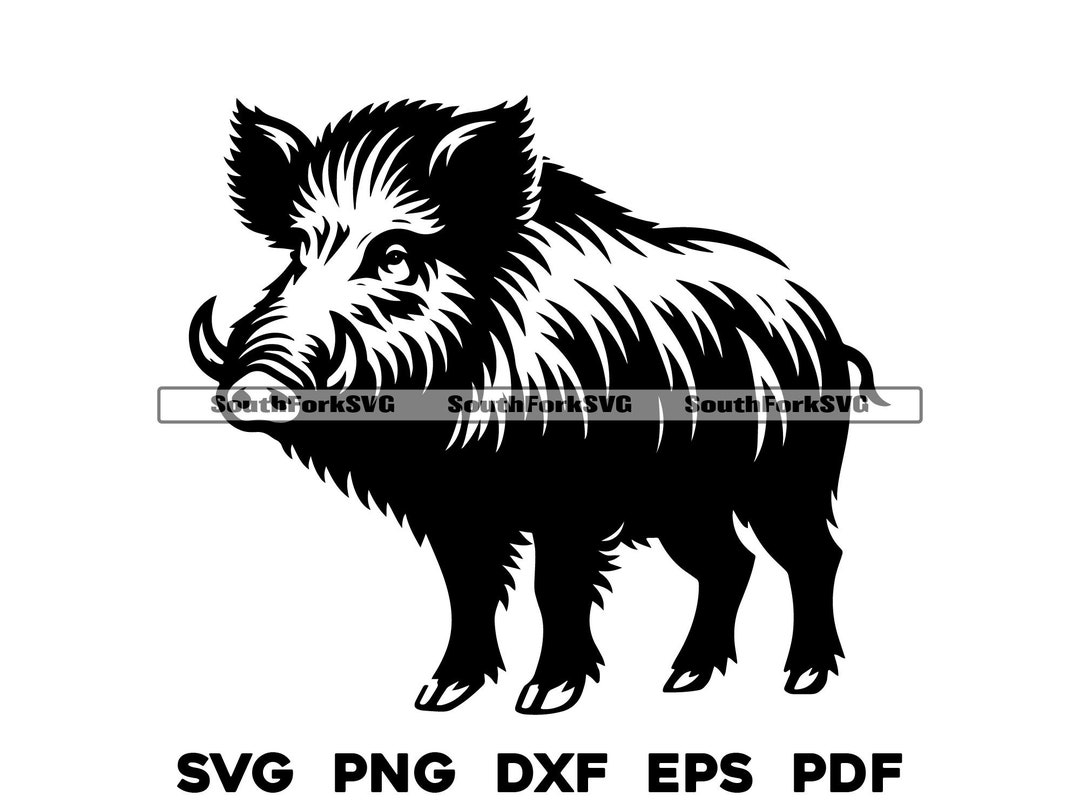 Wild Boar Outline Design Svg Png Dxf Eps Pdf | Vector Graphic Cut File ...