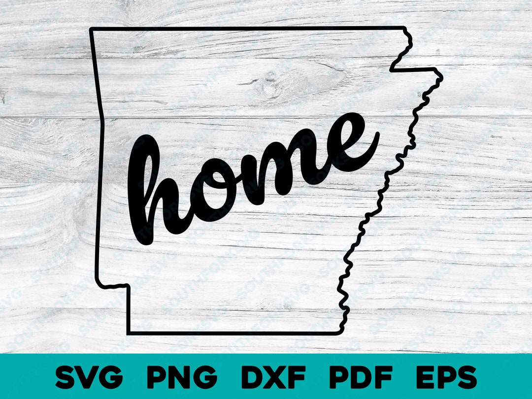 Arkansas Home State Outline With Cursive Script Svg Png Dxf - Etsy
