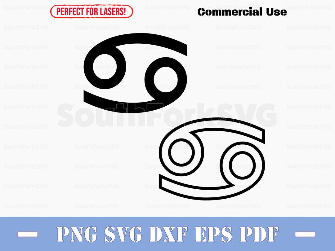 Cancer Zodiac Symbol Solid Silhouette & Outline Svg Png Dxf Pdf Eps ...