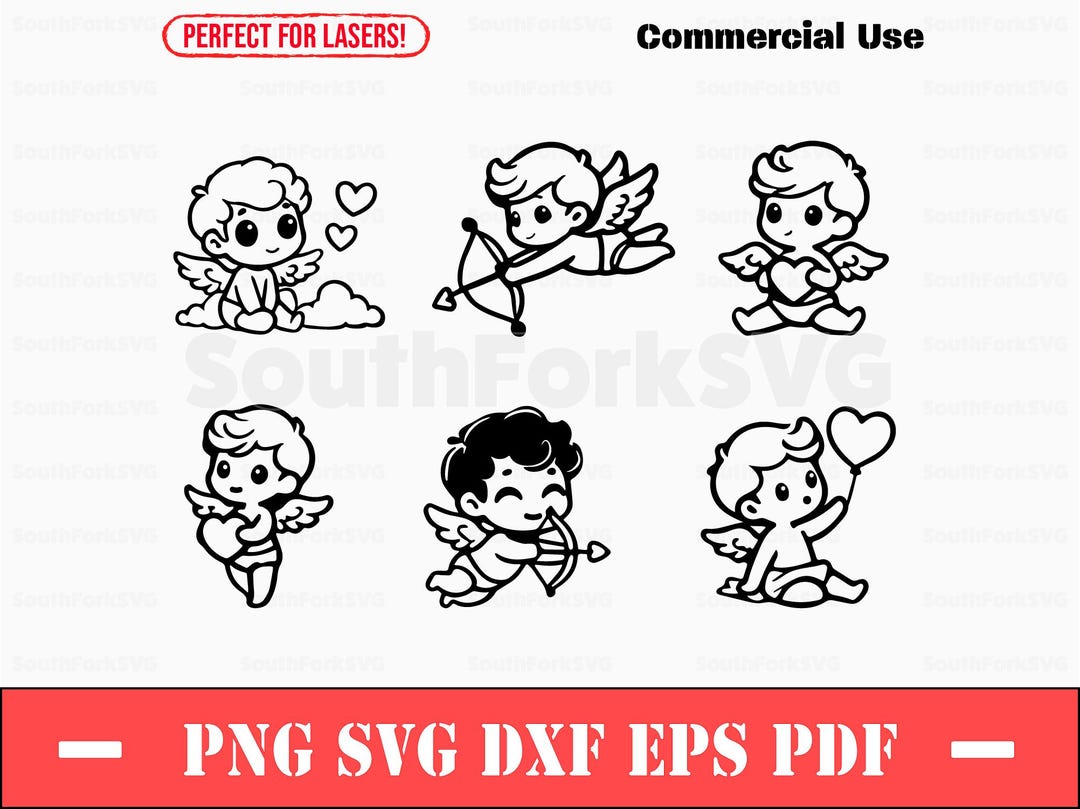 Simple Chibi Cupid Bundle Svg Png Dxf Eps Pdf | Vector Graphic Cut ...