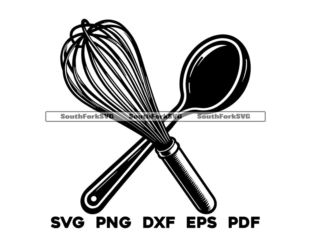 Spoon and Whisk Crossed | Svg Png Dxf Eps Pdf | Vector Graphic Cut File ...