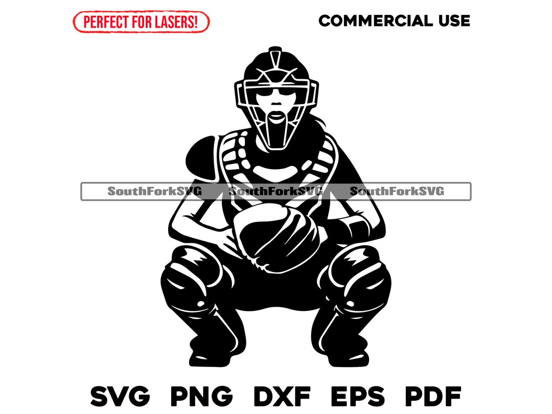 Softball Catcher Player Svg Png Dxf Eps Pdf | Transparent Graphic ...