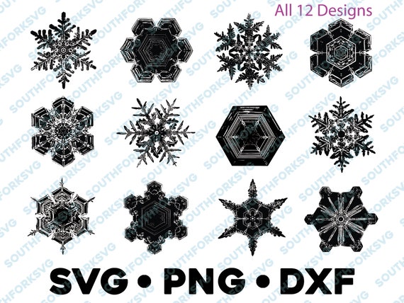 Snowflake Realistic SVG PNG DXF Bundle graphic vector | Etsy