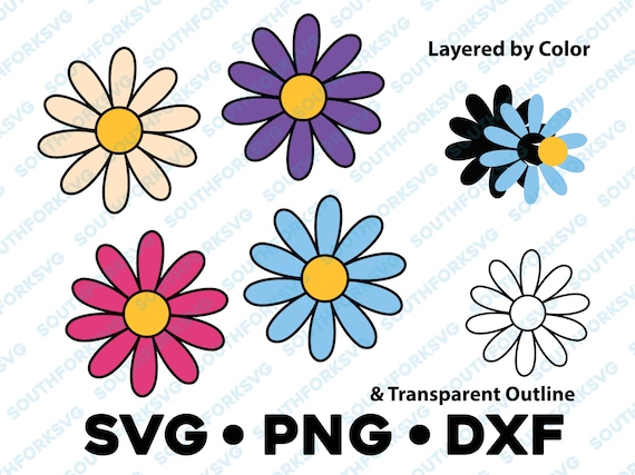 Daisy Flower Bundle SVG PNG DXF Layered by Color Cut File - Etsy
