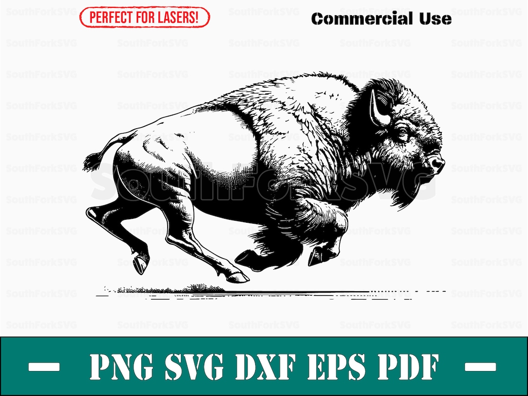 Charging Bison Laser Engrave Files Svg Png Dxf Eps Pdf Vector Graphic ...