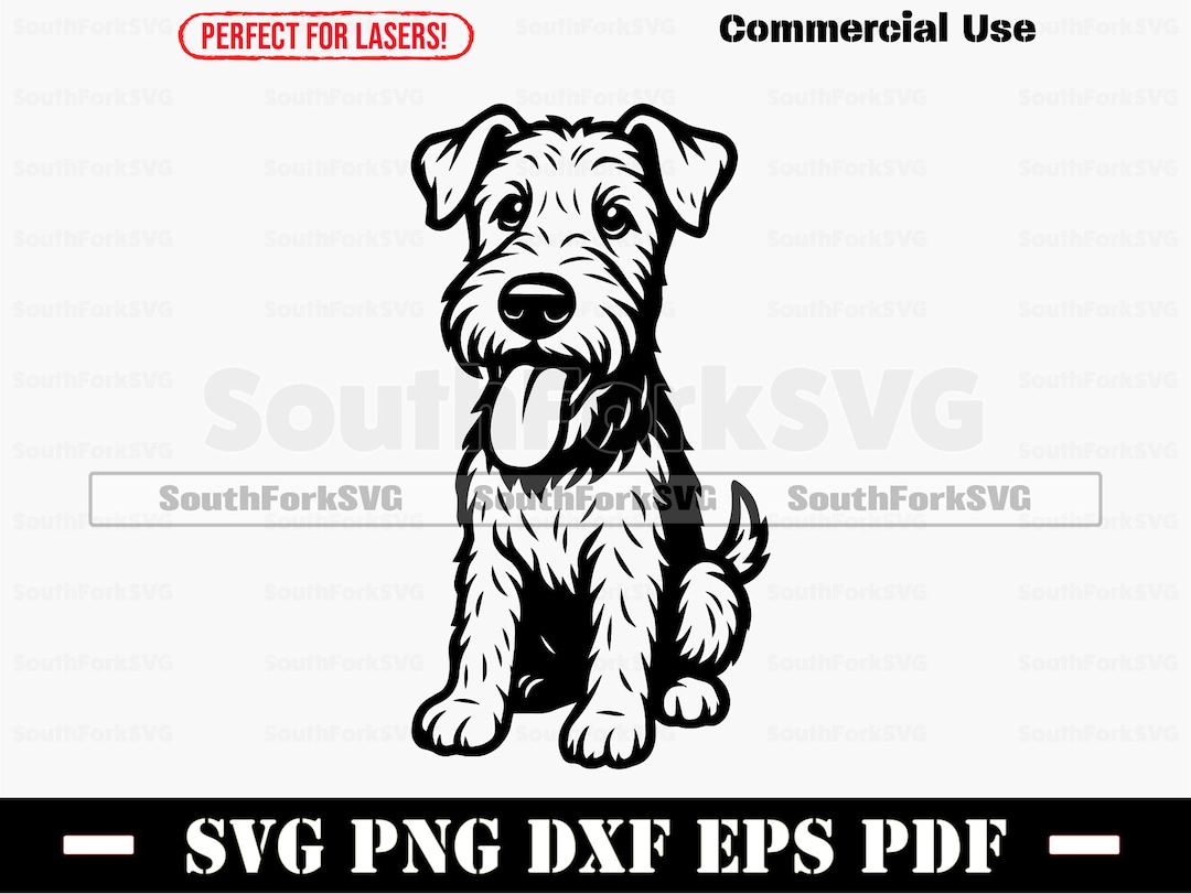 Airedale Terrier With Big Head Svg Png Dxf Eps Pdf | Vector Cut Print ...