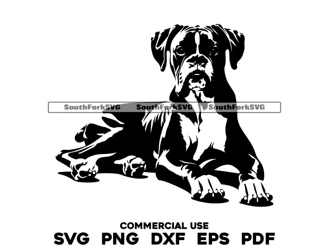Boxer Dog Laying Svg Png Dxf Eps Pdf | Vector Graphic Cut File Laser ...