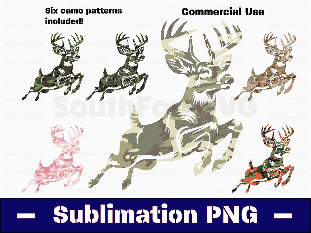 Deer Buck Camo Pattern Sublimation PNG Bundle Transparent High Res for ...