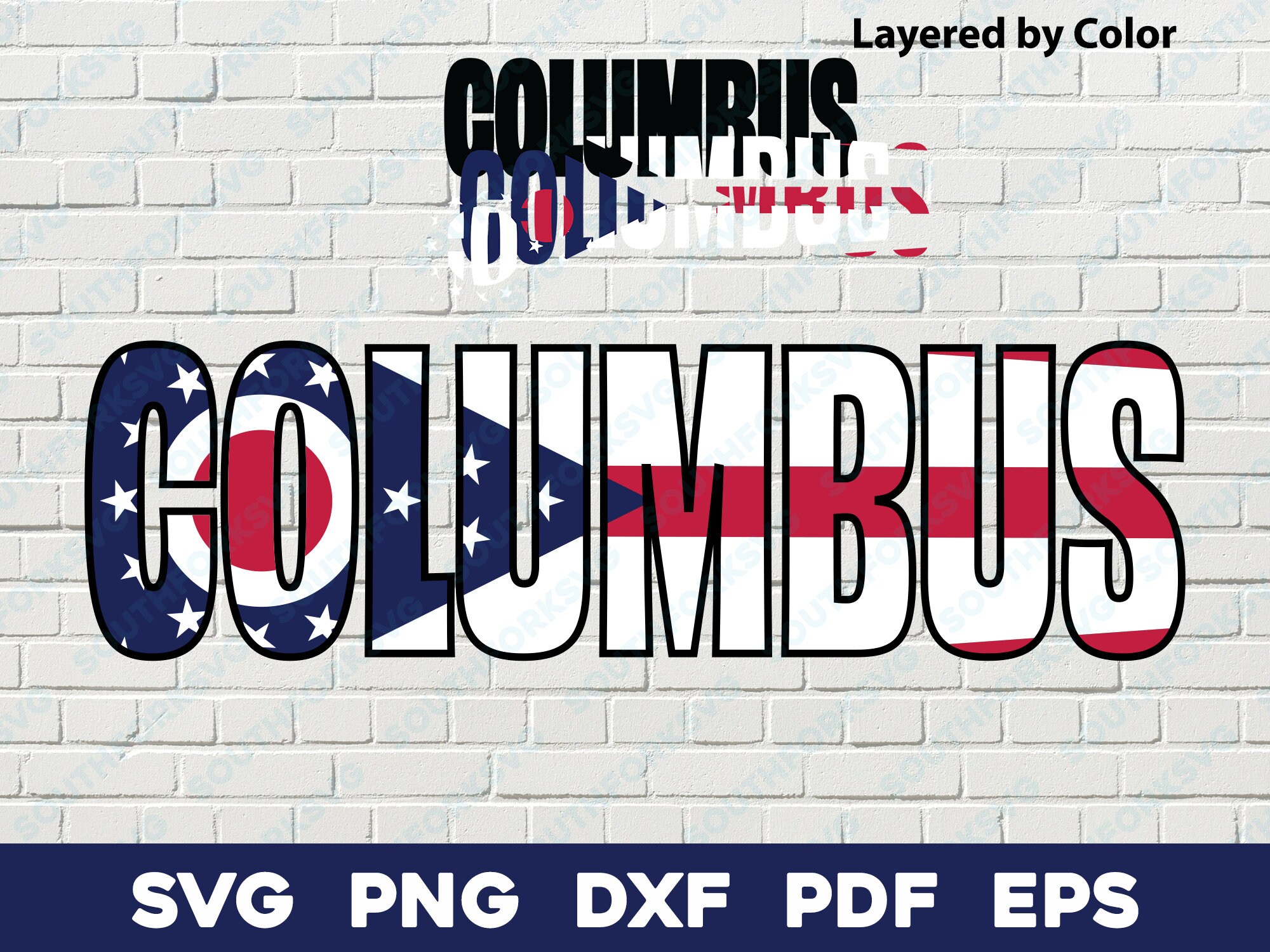 Columbus Ohio State Flag Svg Png Dxf Eps Pdf Layered by Color Vector ...