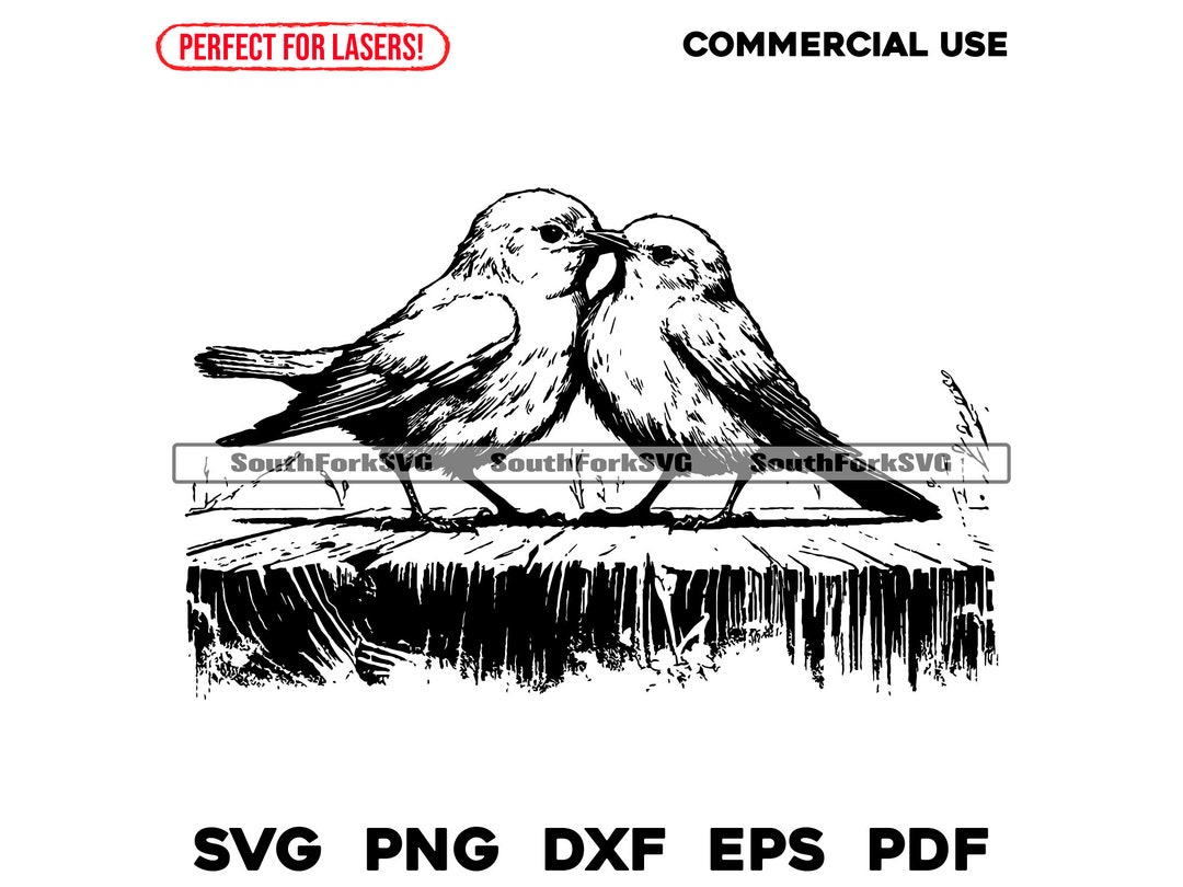 Laser Engrave Files Eastern Bluebird Couple Svg Png Dxf Eps Pdf ...
