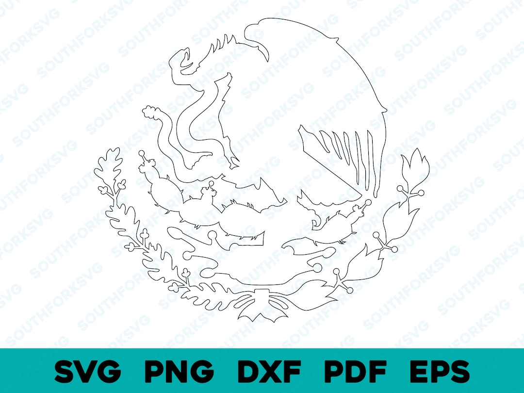 Mexico Coat of Arms Outline Svg Png Dxf Eps Pdf Transparent Vector Graphic Design Digital Cut ...