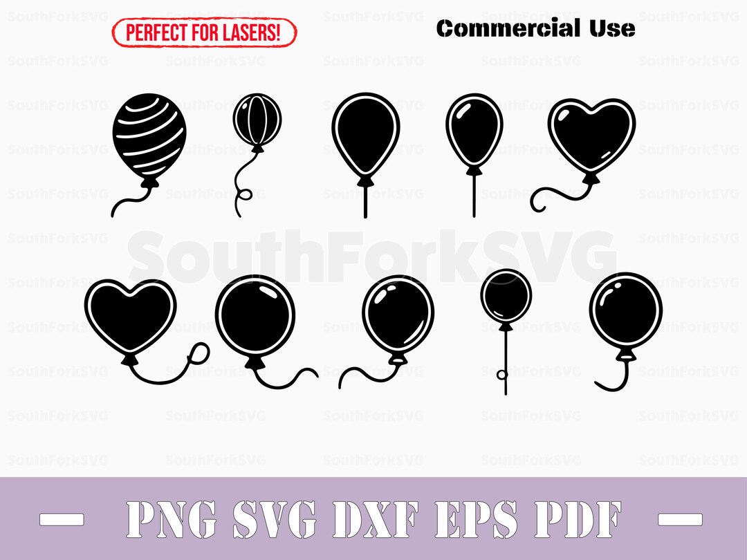 Simple Balloons Bundle Svg Png Dxf Eps Pdf | Vector Graphic Cut Print ...