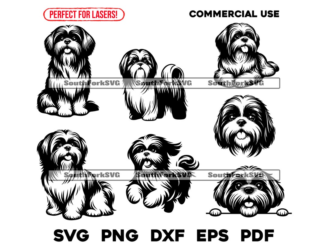 Shih Tzu Design Bundle Svg Png Dxf Eps Pdf | Vector Graphic Cut File ...