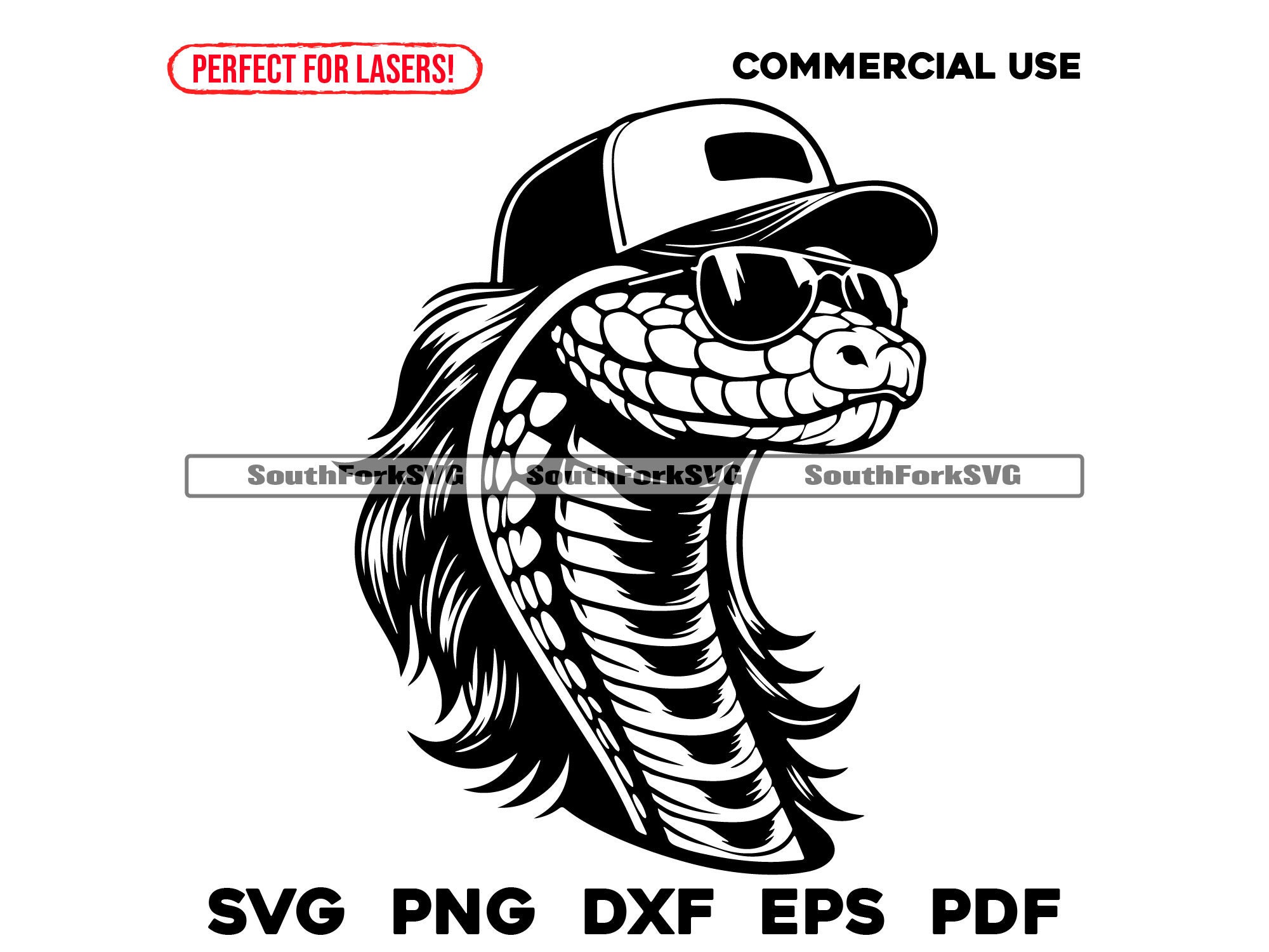 Cobra Snake Mullet Trucker Hat Svg Png Dxf Eps Pdf | Vector Graphic ...