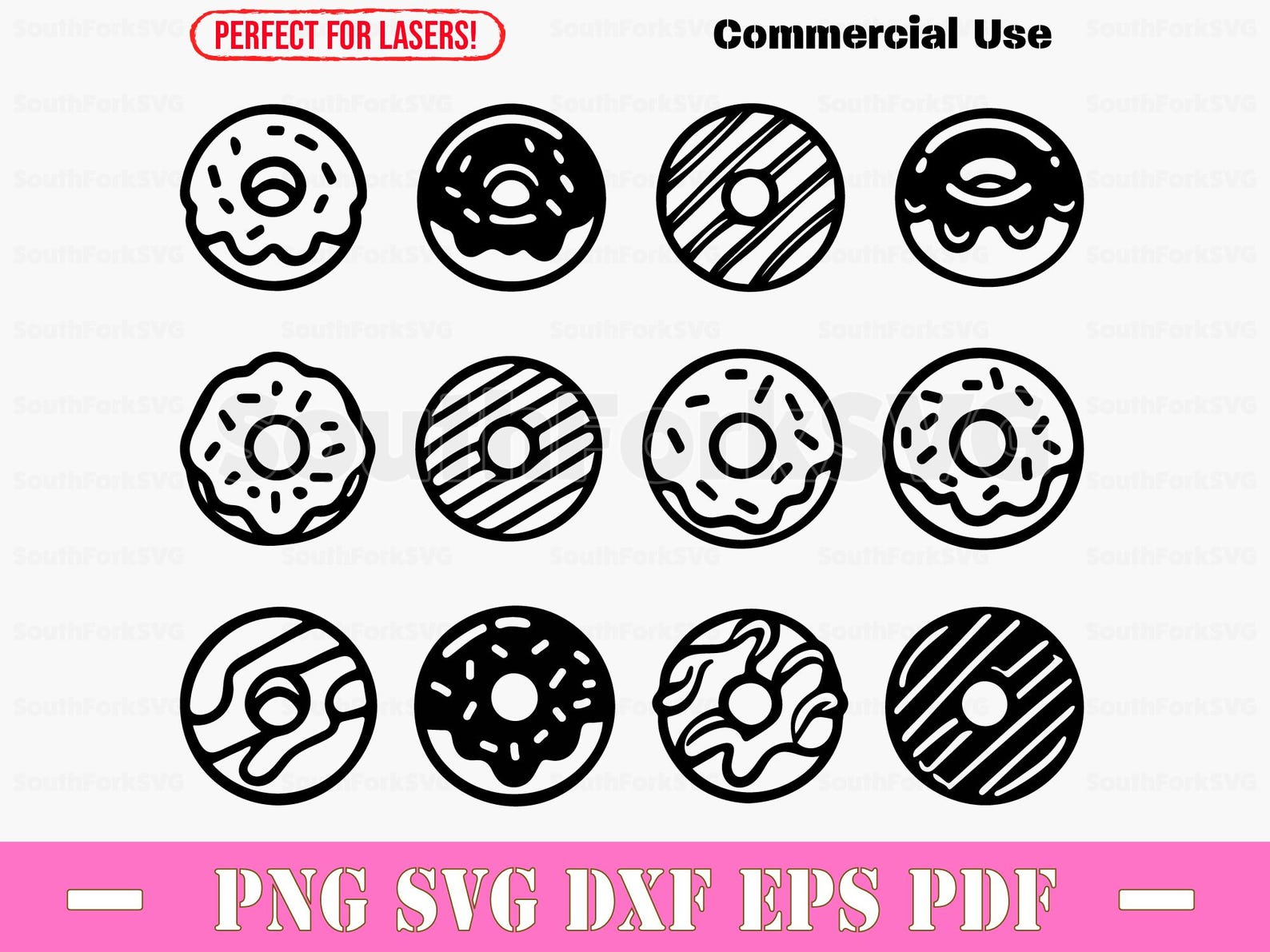 Simple Donuts Bundle Svg Png Dxf Eps Pdf | Vector Graphic Design Cut ...
