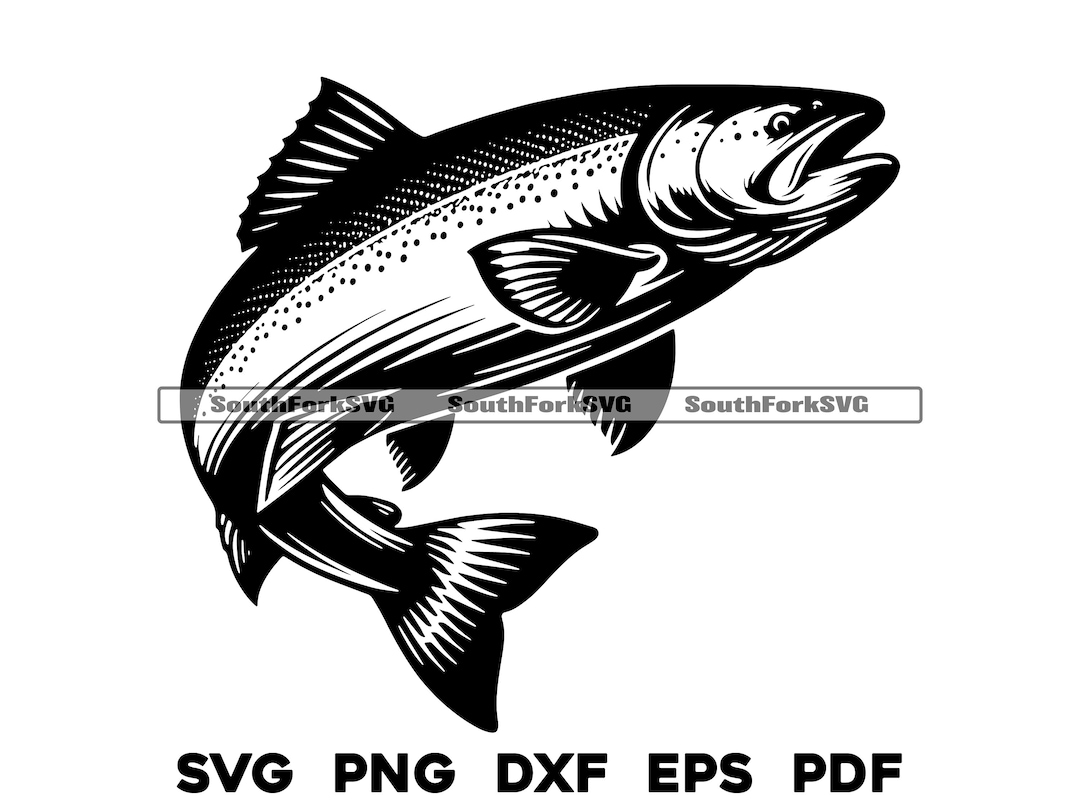 Salmon Jumping | Svg Png Dxf Eps Pdf | Transparent Vector Graphic ...