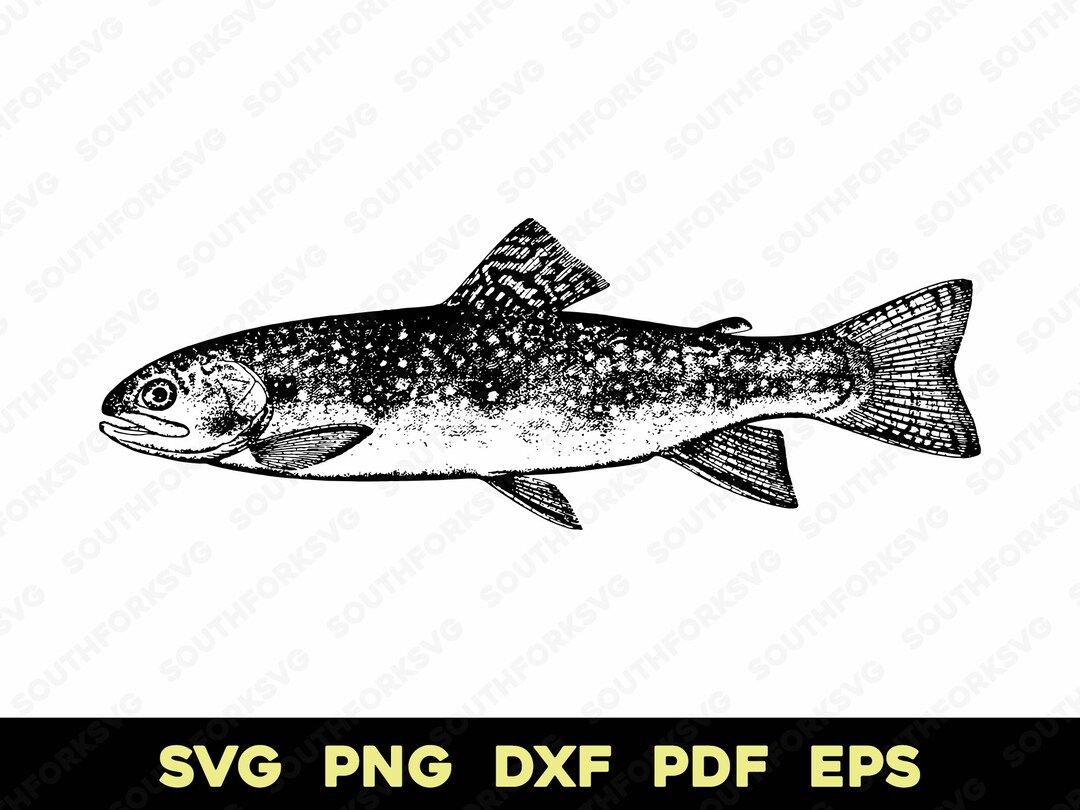 Vintage Distressed Brook Trout Design | Svg Png Dxf Eps Pdf | Vector ...