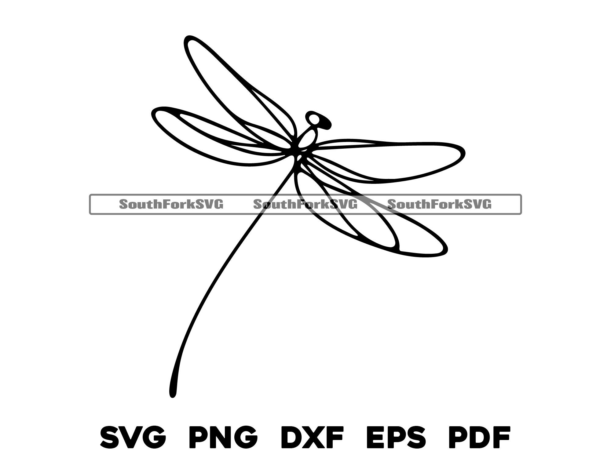 Dragonfly Minimal Line Art | Svg Png Dxf Eps Pdf | Vector Graphic Cut ...