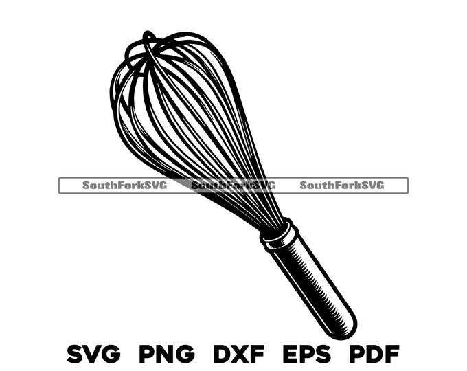 Whisk Vector Clipart / Outline & Stamp Graphic/ Baking Cooking / PNG ...