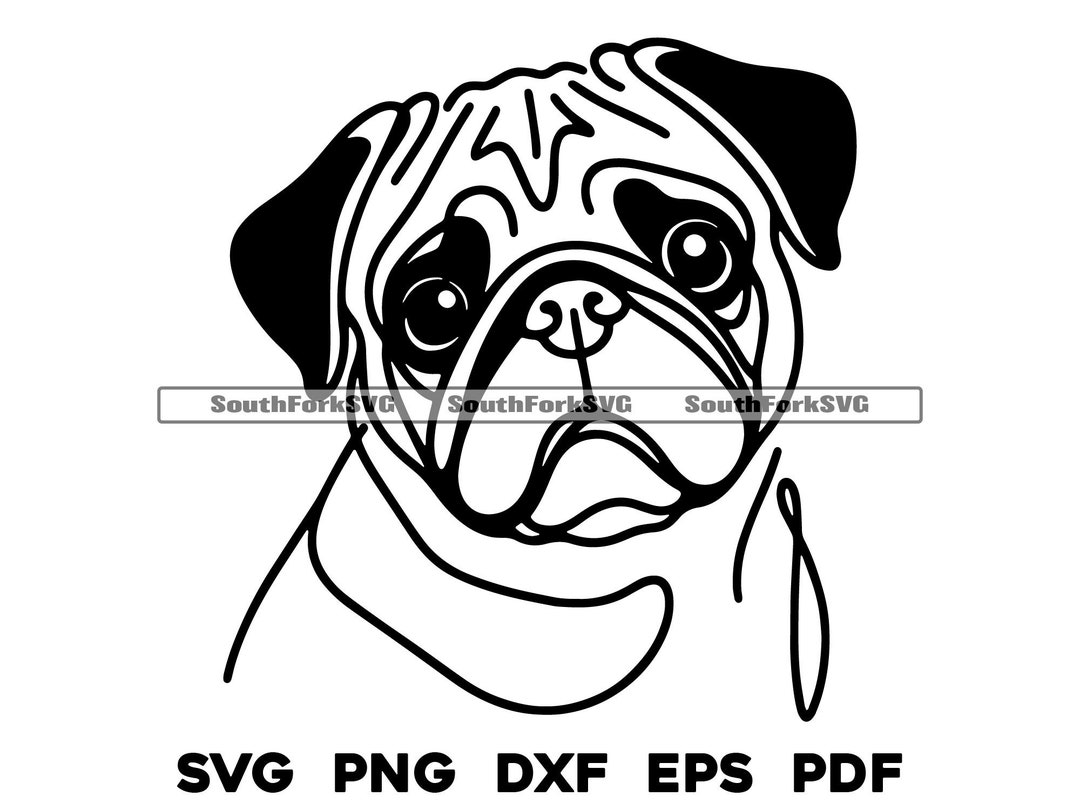 Pug Dog Minimal Line Art Design Files Svg Png Dxf Eps Pdf | Vector ...